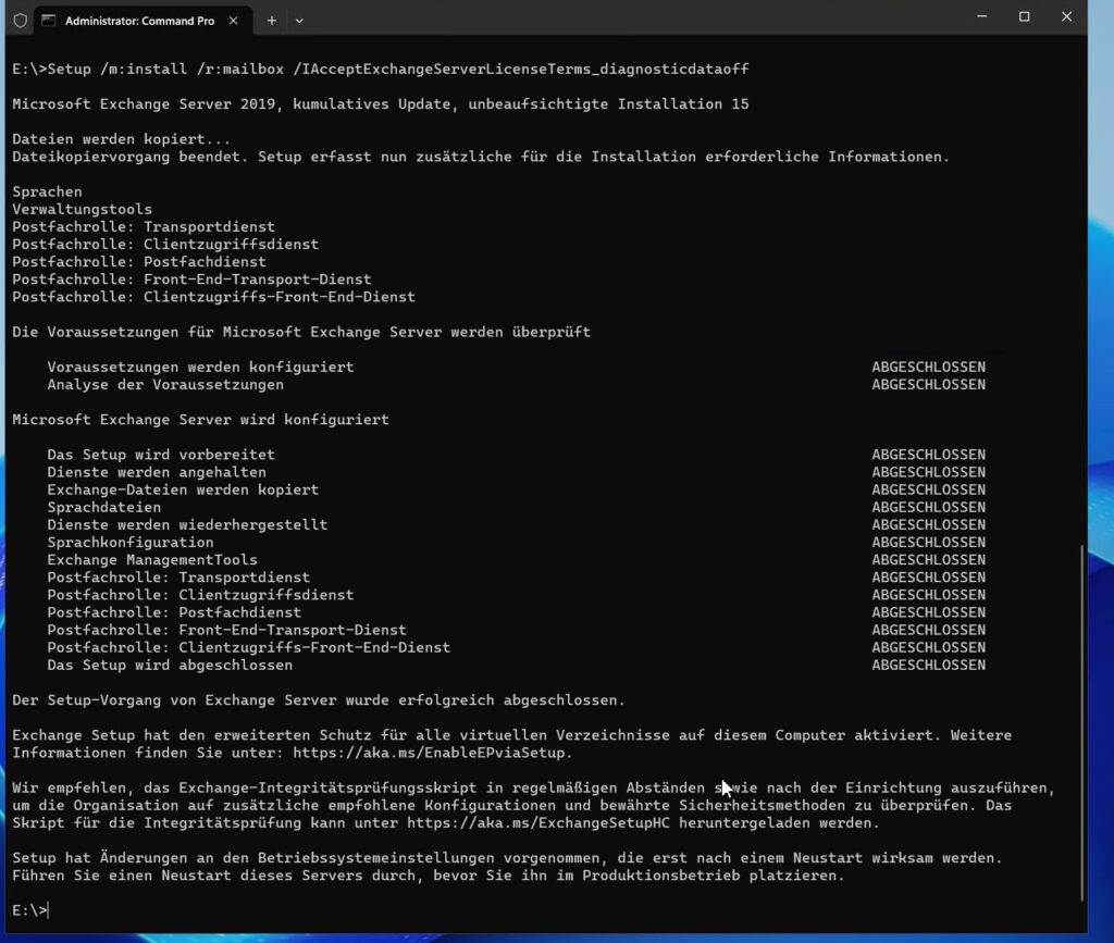 Exchange Server 2019 CU15: Installation auf Windows Server 2025